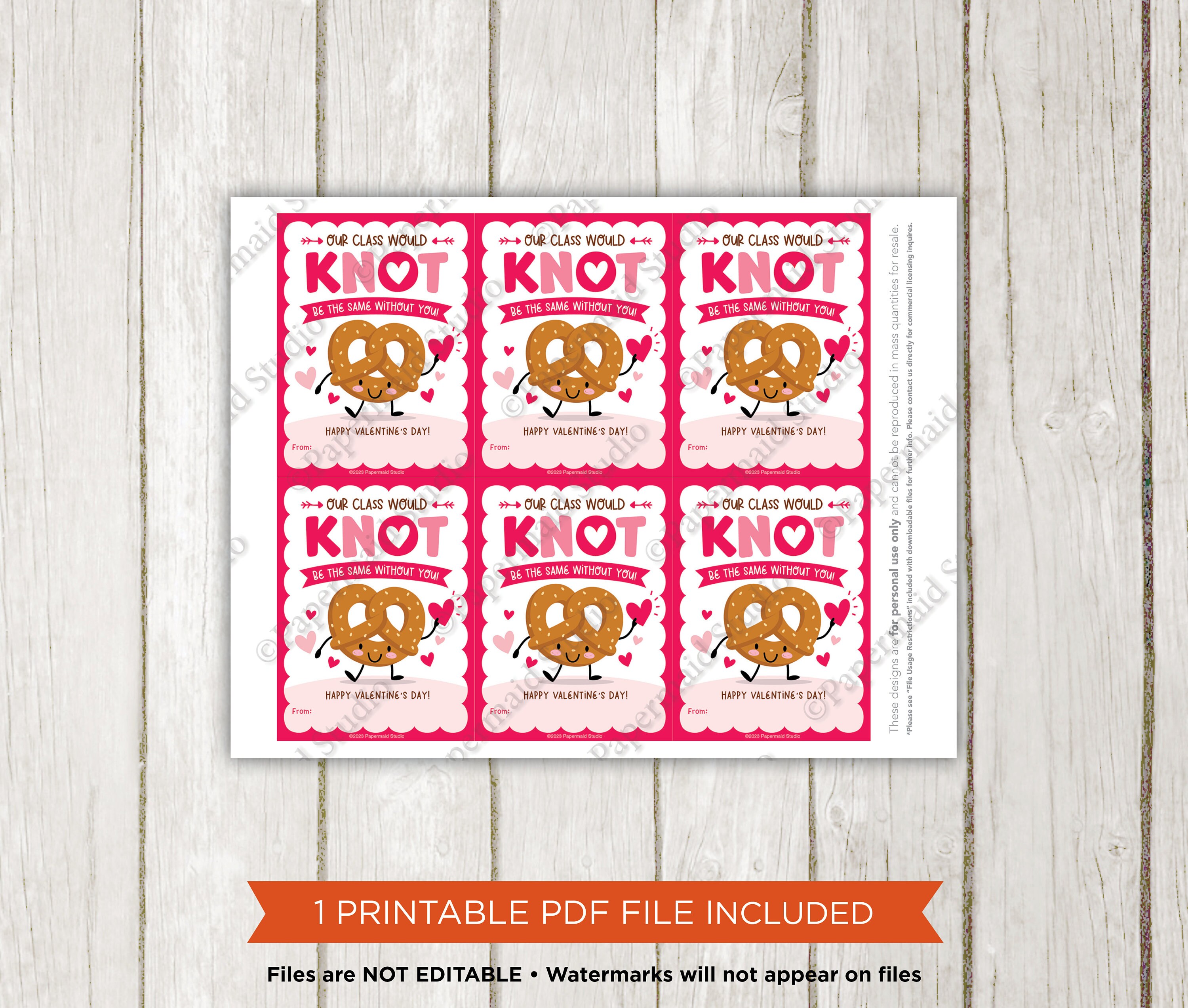 Valentine Pretzel Tags - Printable Pretzel Valentines Tag - Pretzels ...