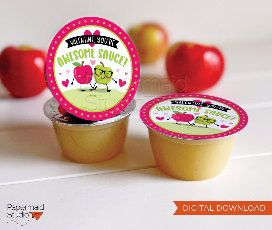 Applesauce Valentine Tags - Printable Valentine Applesauce Labels ...