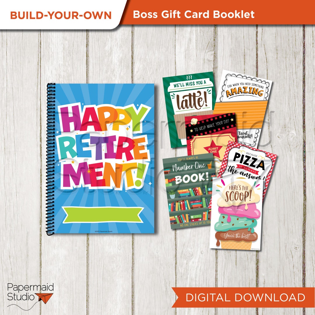 Retirement Gift Card Book Printable - Coworker Gift Card Booklet - Boss ...