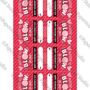 PRINTABLE Valentine's Day Gum Lollipop Tag - Valentine You Blow Me Away ...