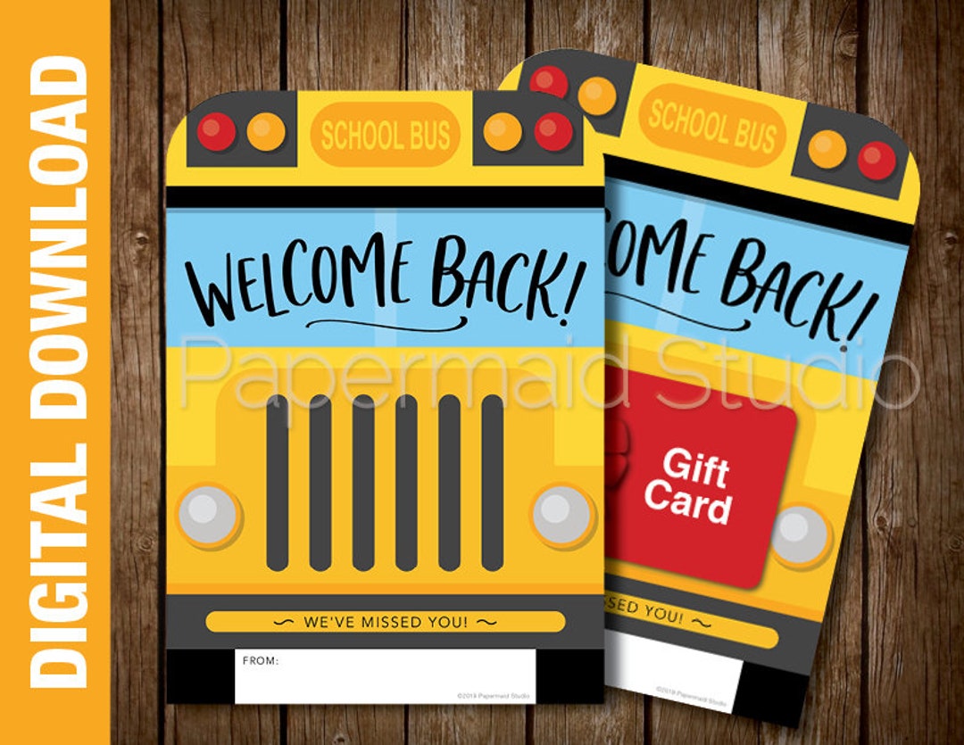 PRINTABLE Bus Driver Welcome Back Card - Printable Bus Driver Gift Card ...