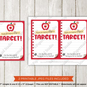 Teacher Thank You Card - Teacher Appreciation Target Card - Book Bundle ...