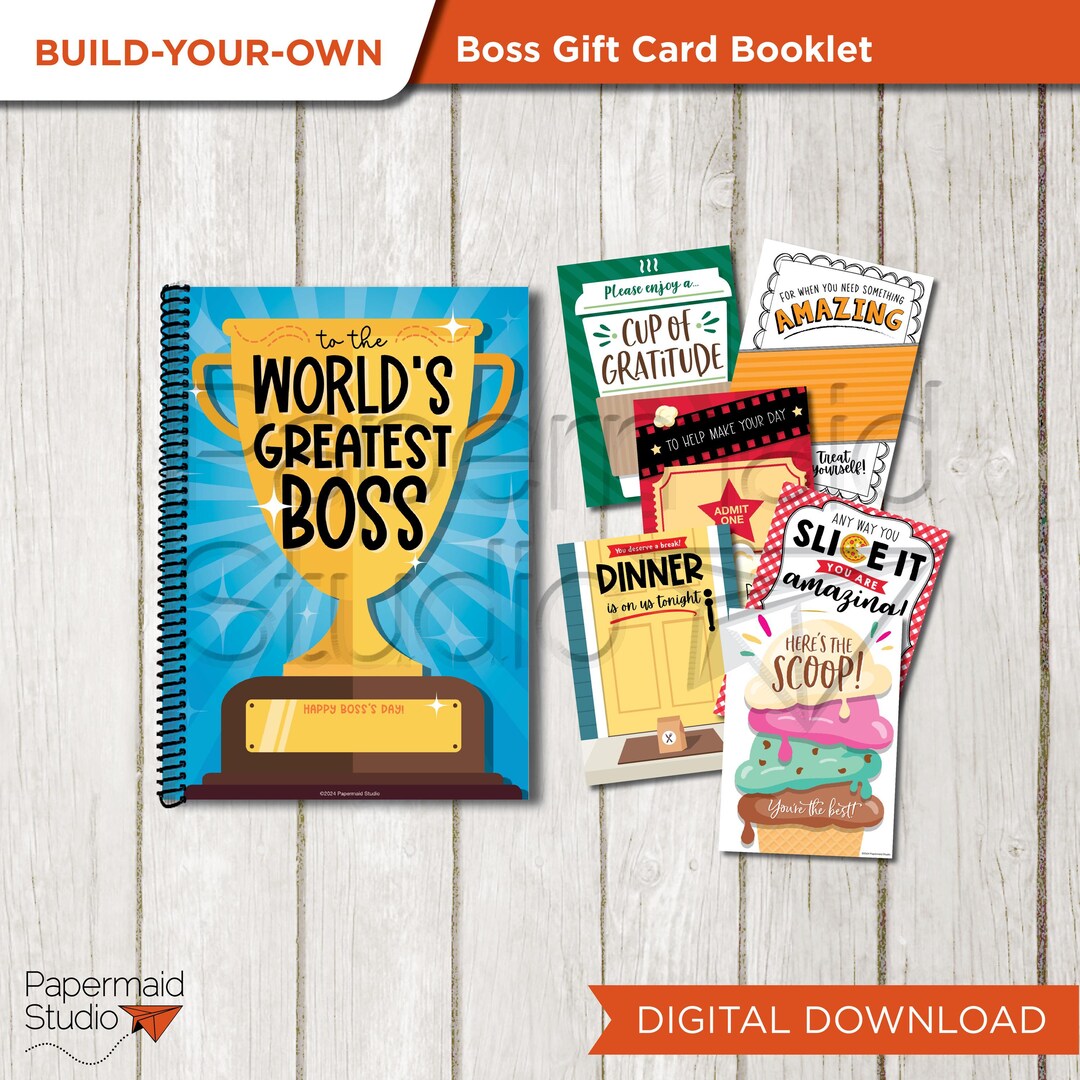 Boss Gift Card Book Printable - Boss's Day Gift Card Holder Booklet ...