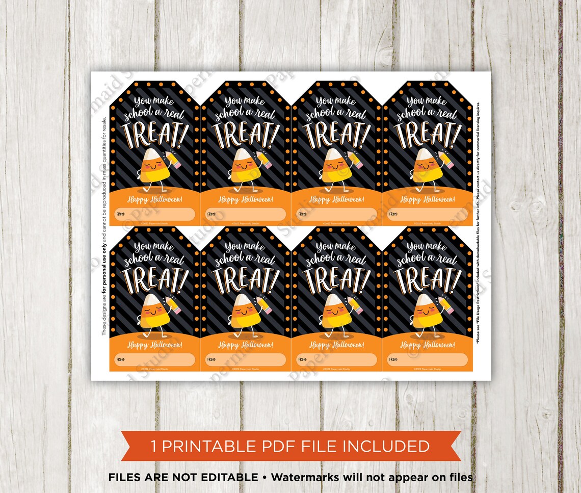 Halloween Teacher Gift Tag Printable Teacher Halloween Gift - Etsy