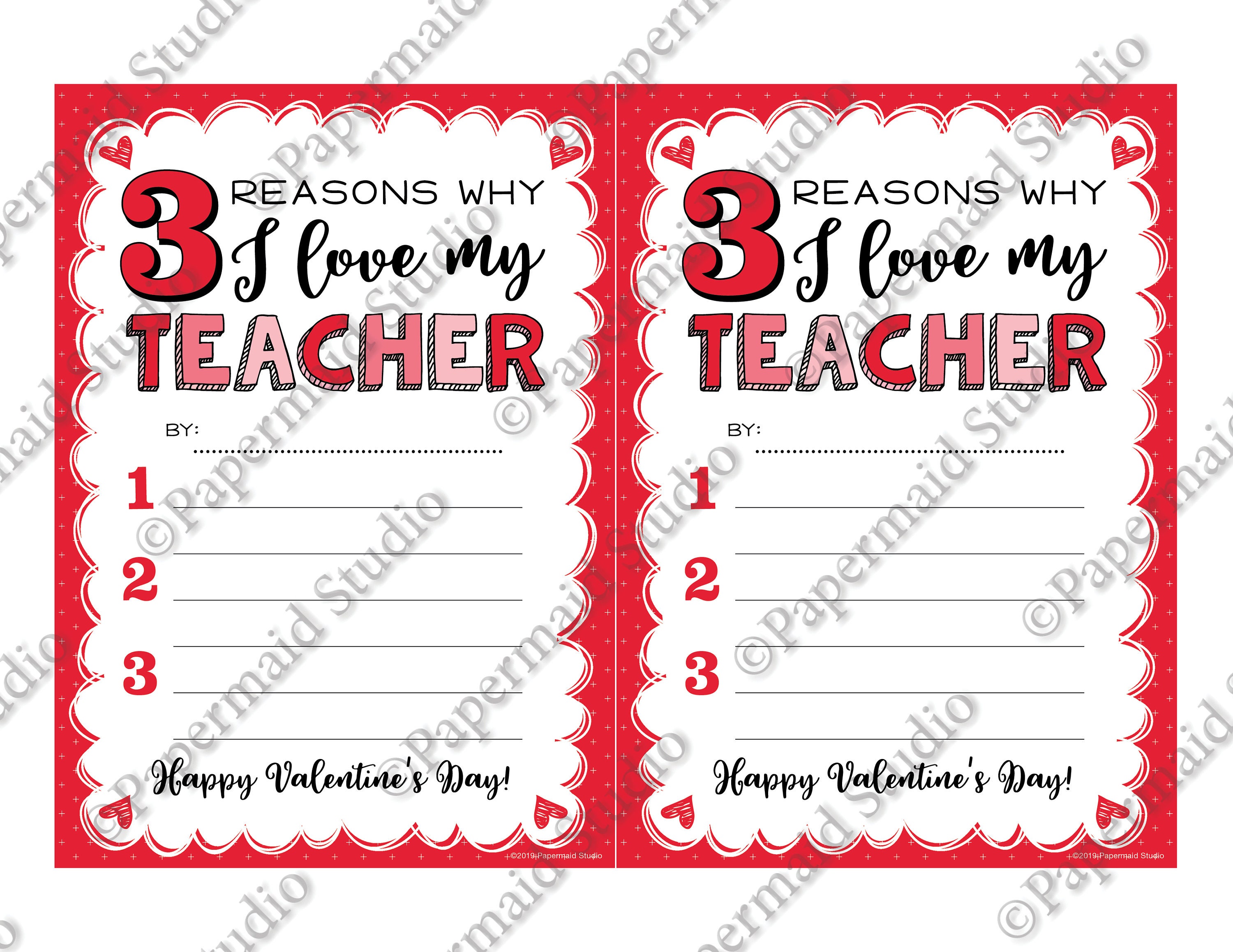 PRINTABLE Teacher Valentine's Day Card Fill in the Blank | Etsy
