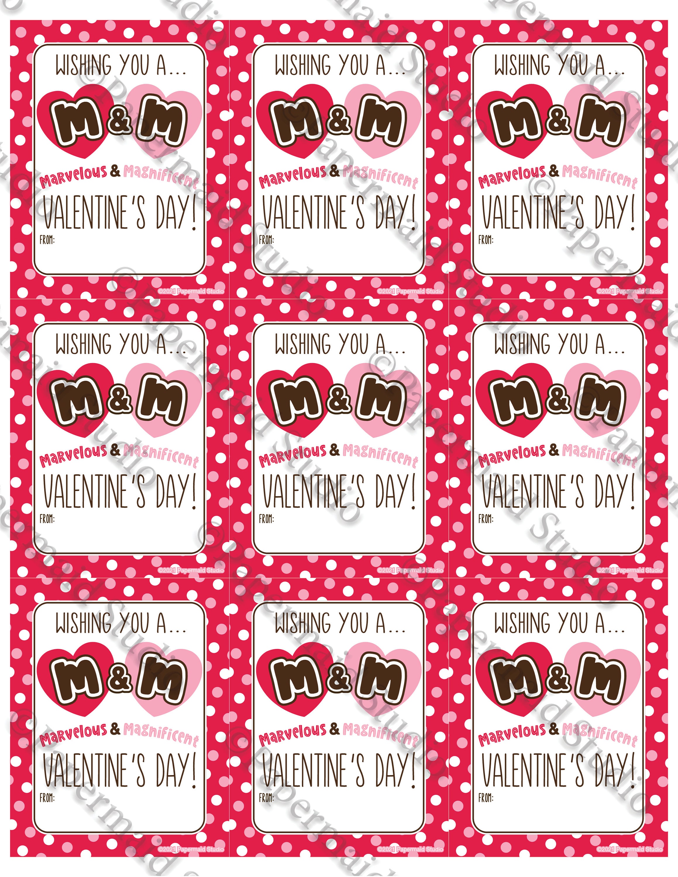 Valentine M & Candy Tag Printable Valentine's Day Treat - Etsy