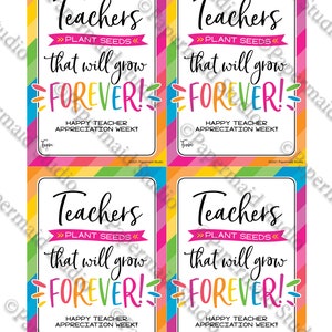 Printable Teacher Appreciation Plant Gift Tag - Thank You Card - PTA ...