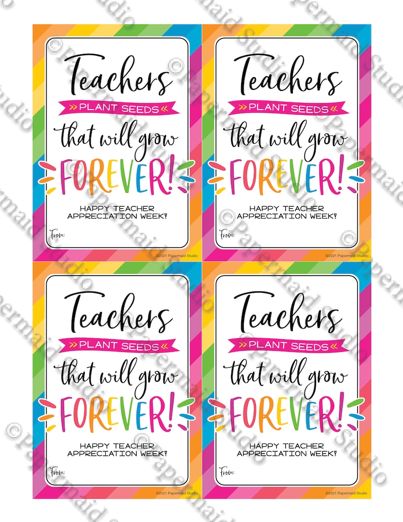 Printable Teacher Appreciation Plant Gift Tag - Thank You Card - PTA ...