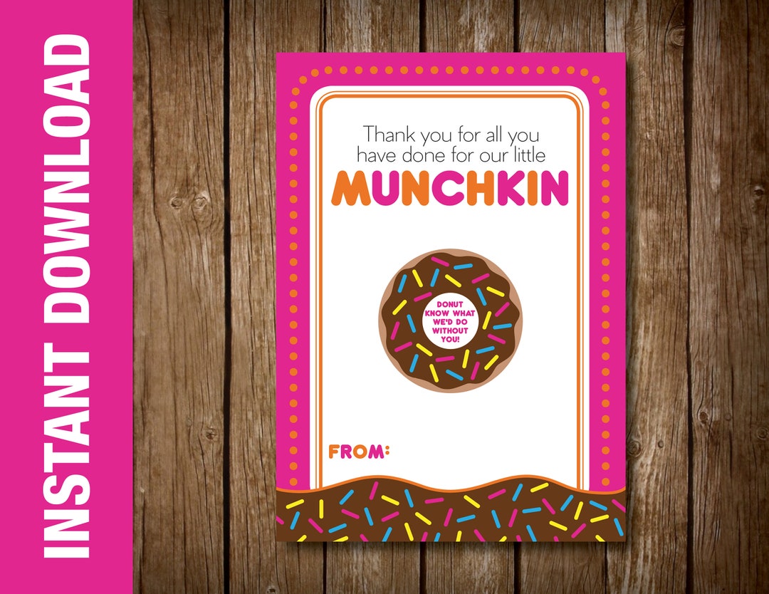 PRINTABLE TEACHER Donut Thank You Card With HIDDEN Message -- Donut ...