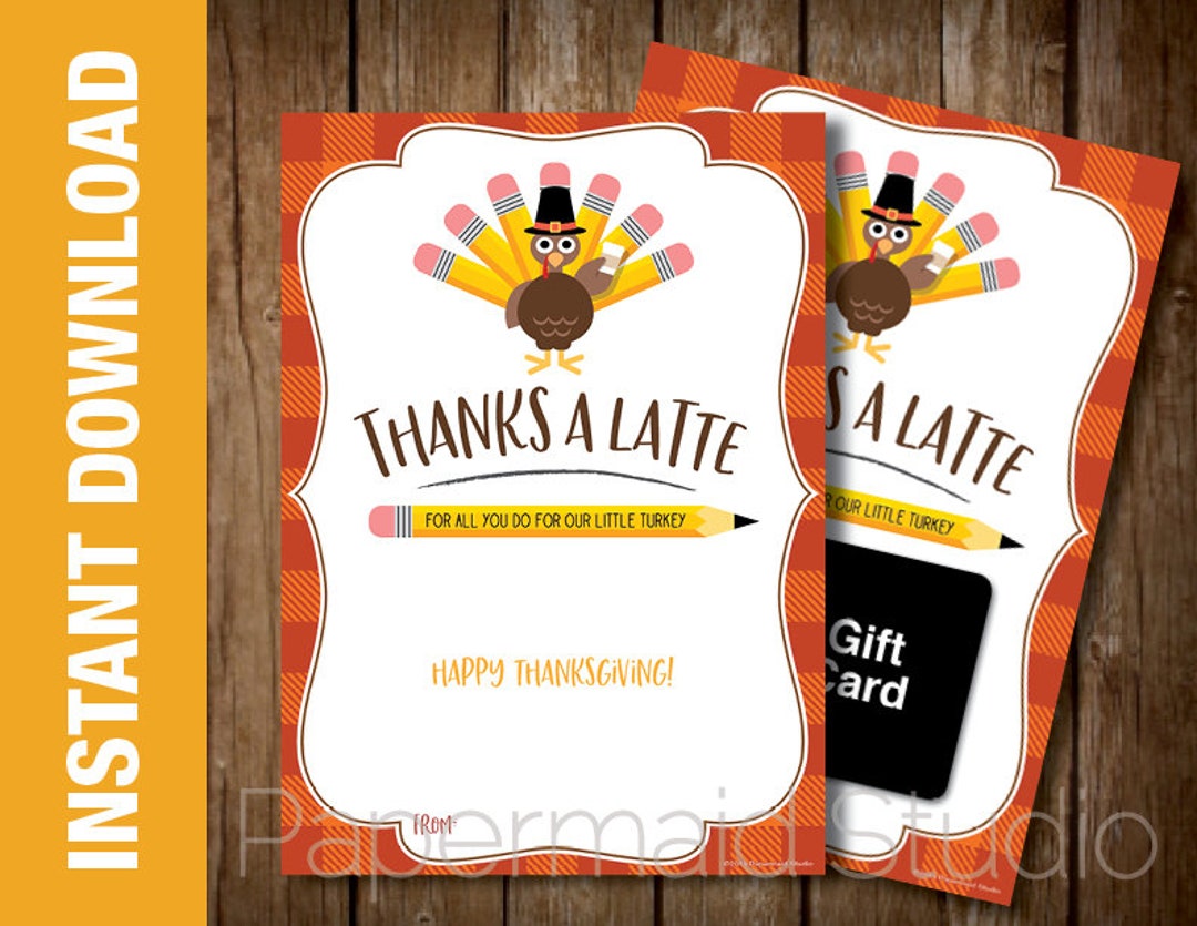 PRINTABLE Thanksgiving Teacher Coffee Gift Card Holder - School ...