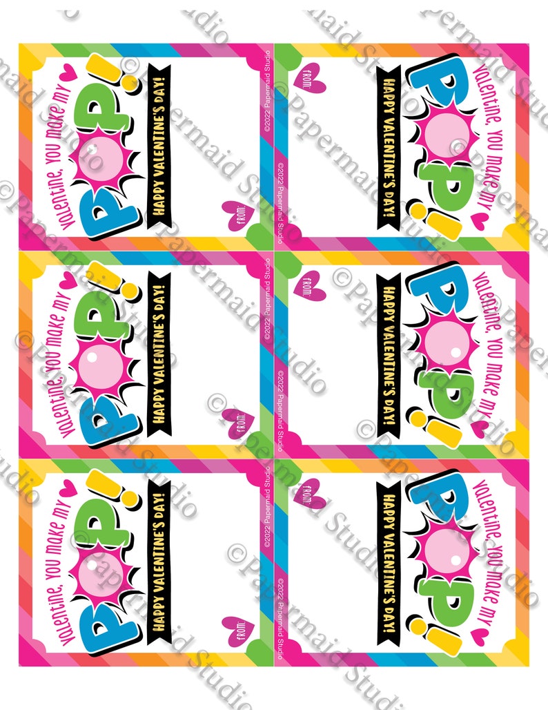 PRINTABLE Valentine's Day Gum Tag Bubble Gum Valentine - Etsy