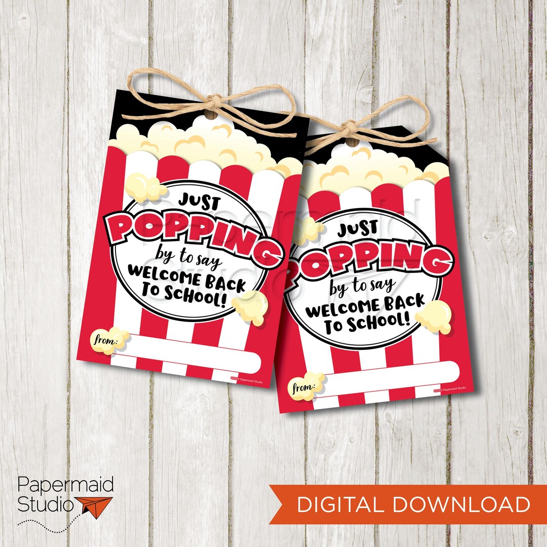 Back to School Gift Popcorn Tag - First Day of School Teacher Card ...