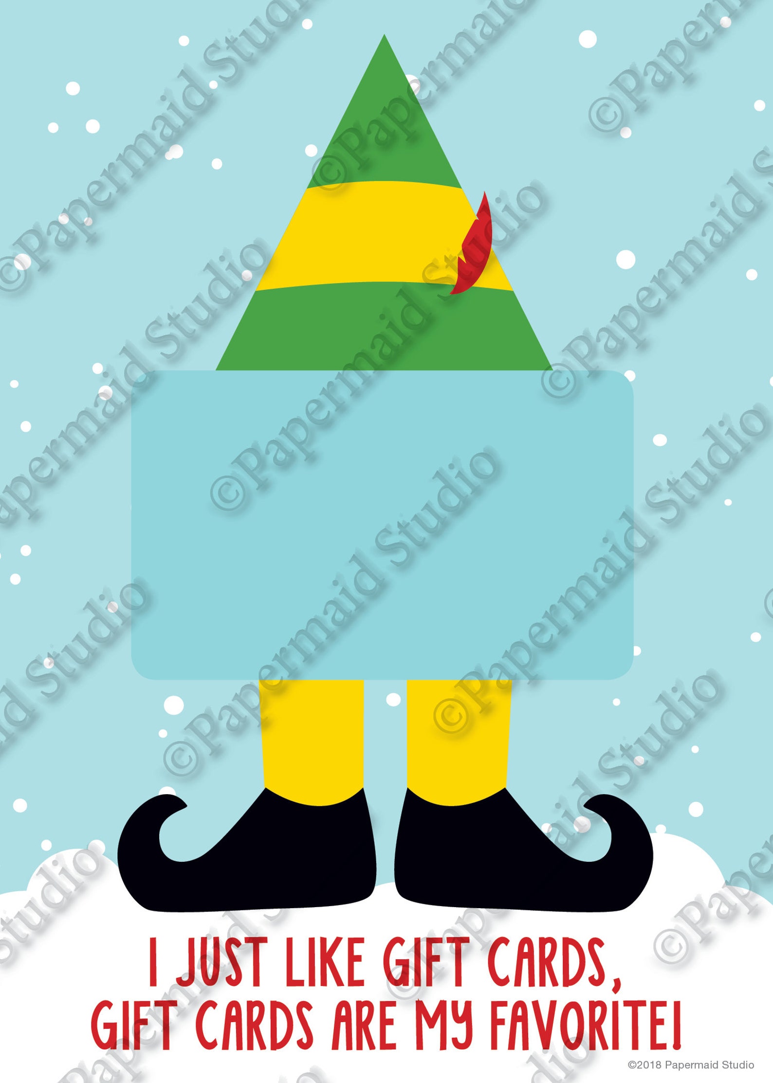 PRINTABLE Elf Holiday Card Elf Themed Christmas Gift Card | Etsy