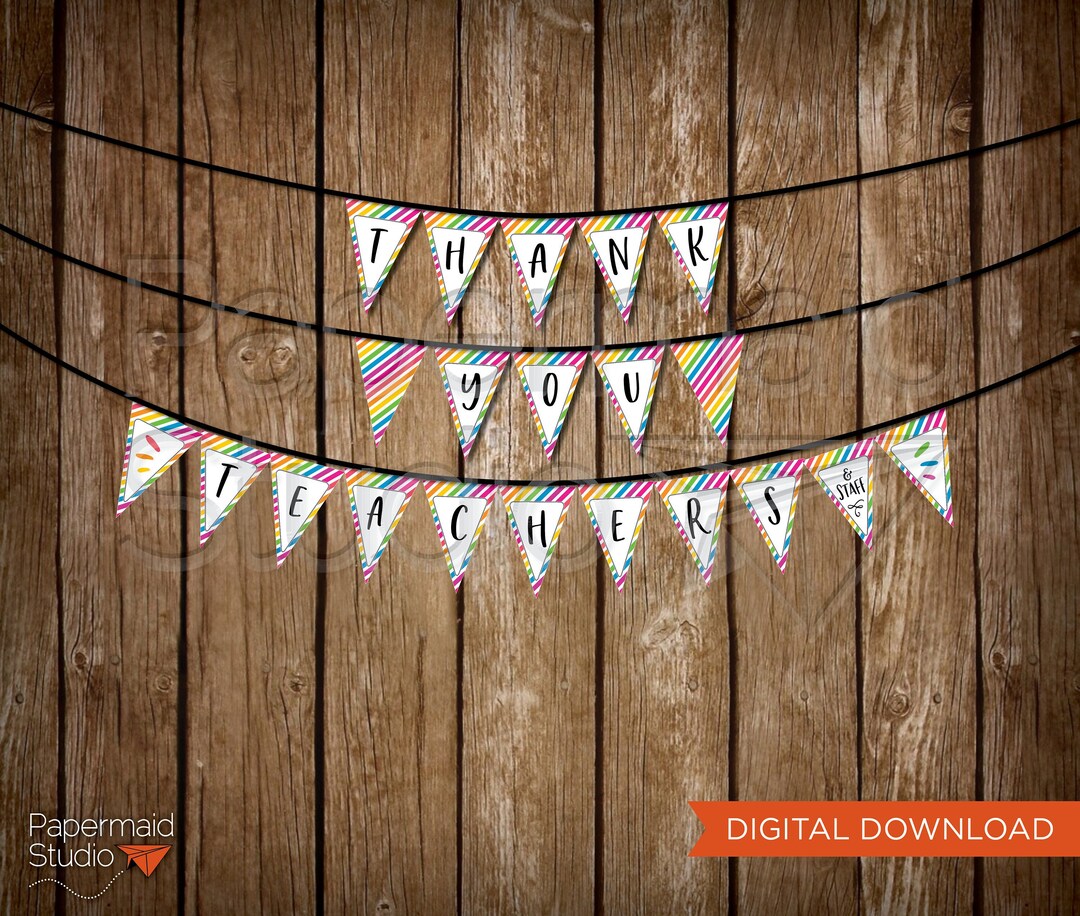 Teacher Thank You Banner Printable Teacher Appreciation Week Gift ...