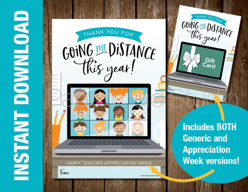 Virtual Teacher Appreciation Week Gift Card Holder Printable - Etsy