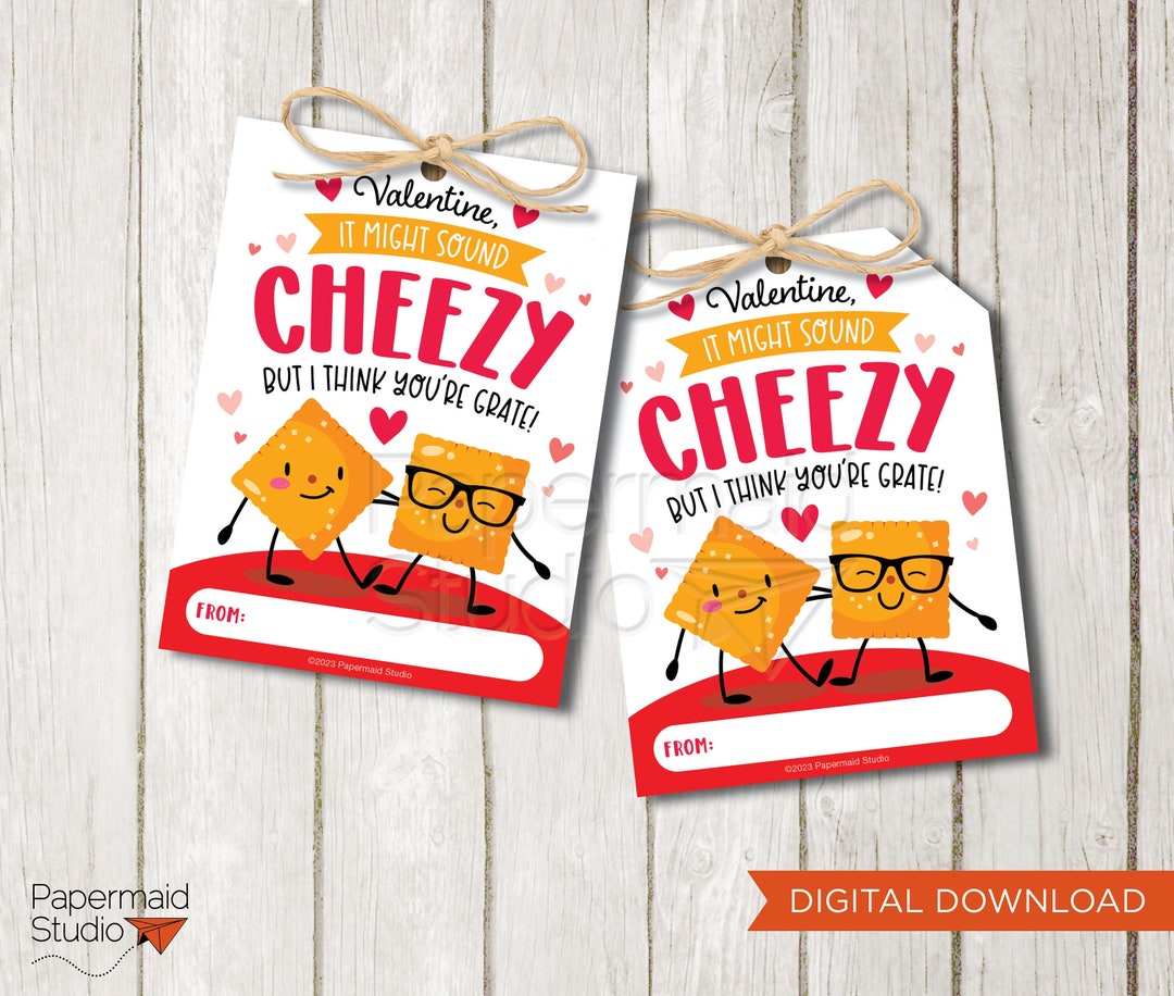 Cheese Cracker Valentine Tags Printable Valentine Cheese - Etsy