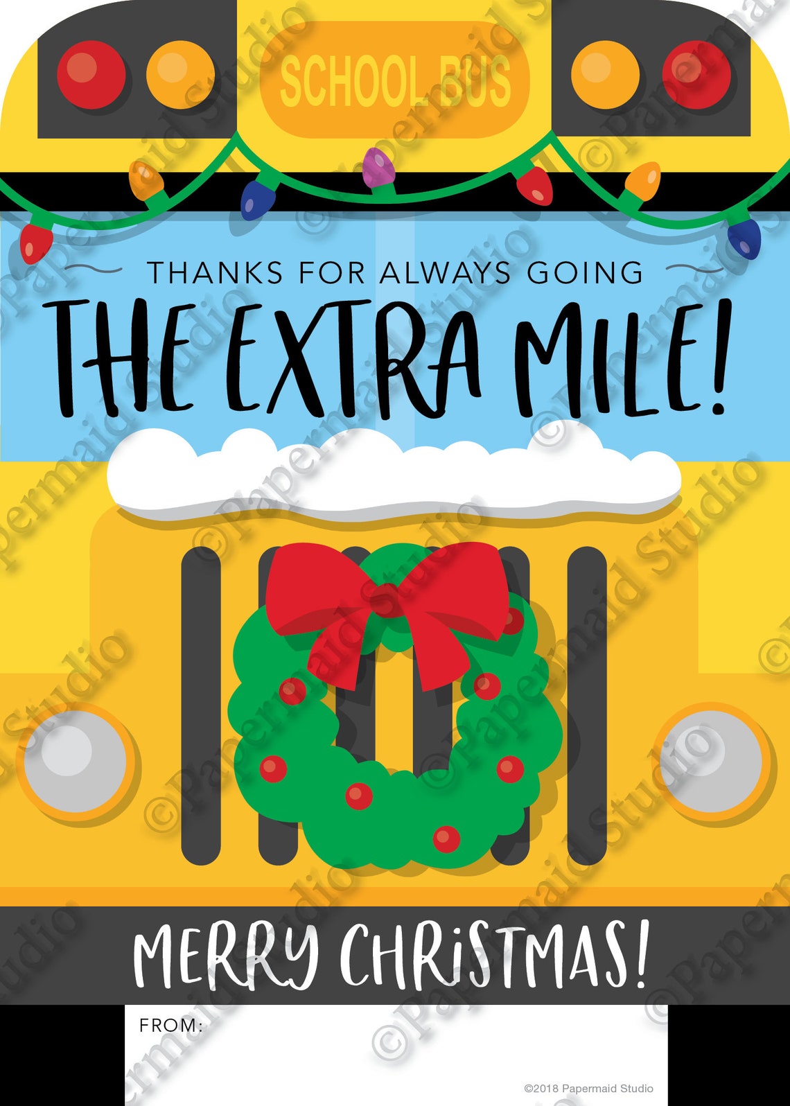 PRINTABLE Bus Driver Christmas Card Thank You Bus Driver | Etsy
