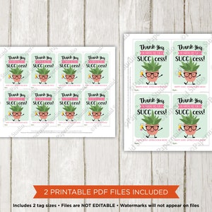 Teacher Appreciation Gift - Succulent Tag Printable - Staff Thank You ...