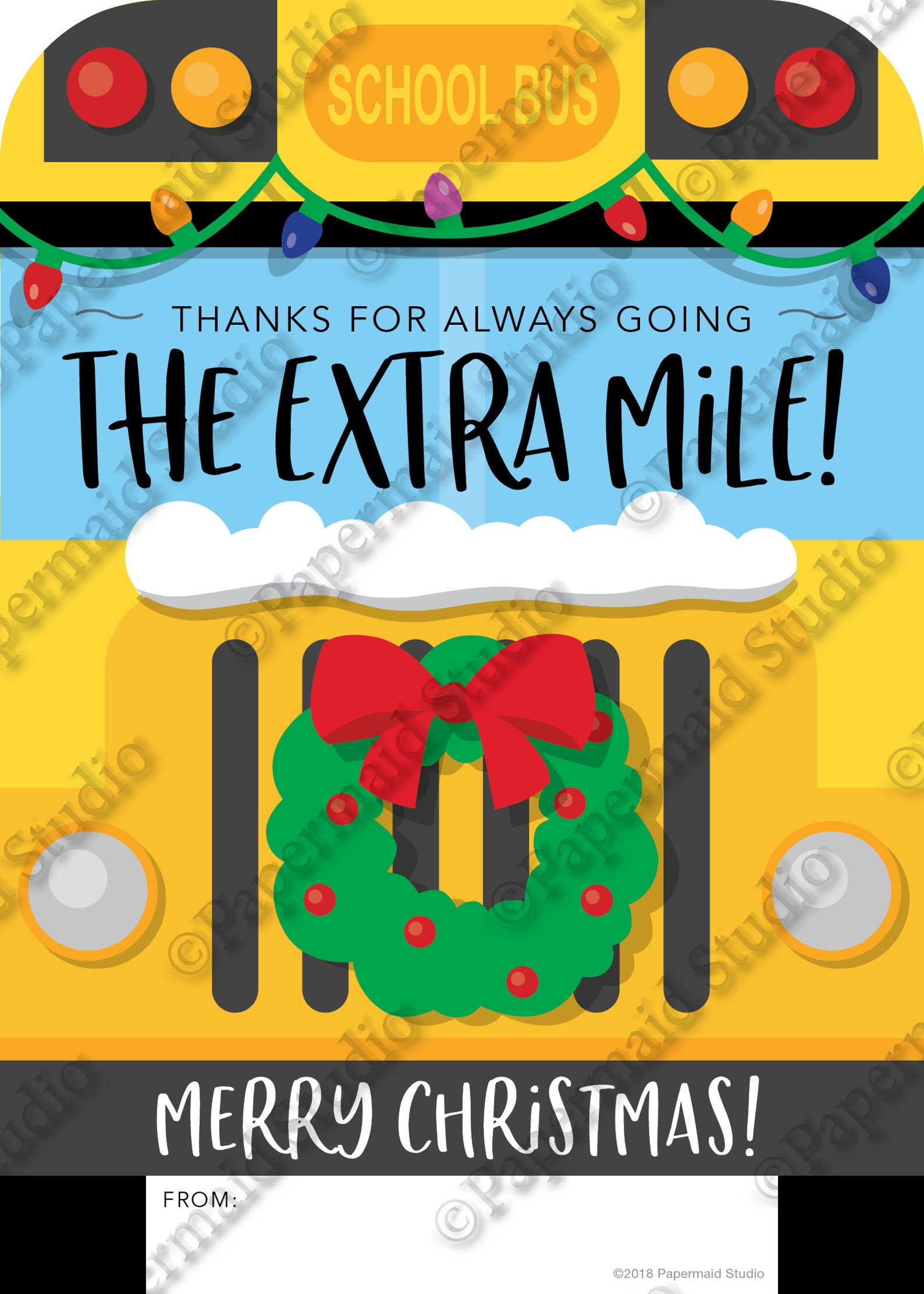 PRINTABLE Bus Driver Christmas Card Thank You Bus Driver | Etsy