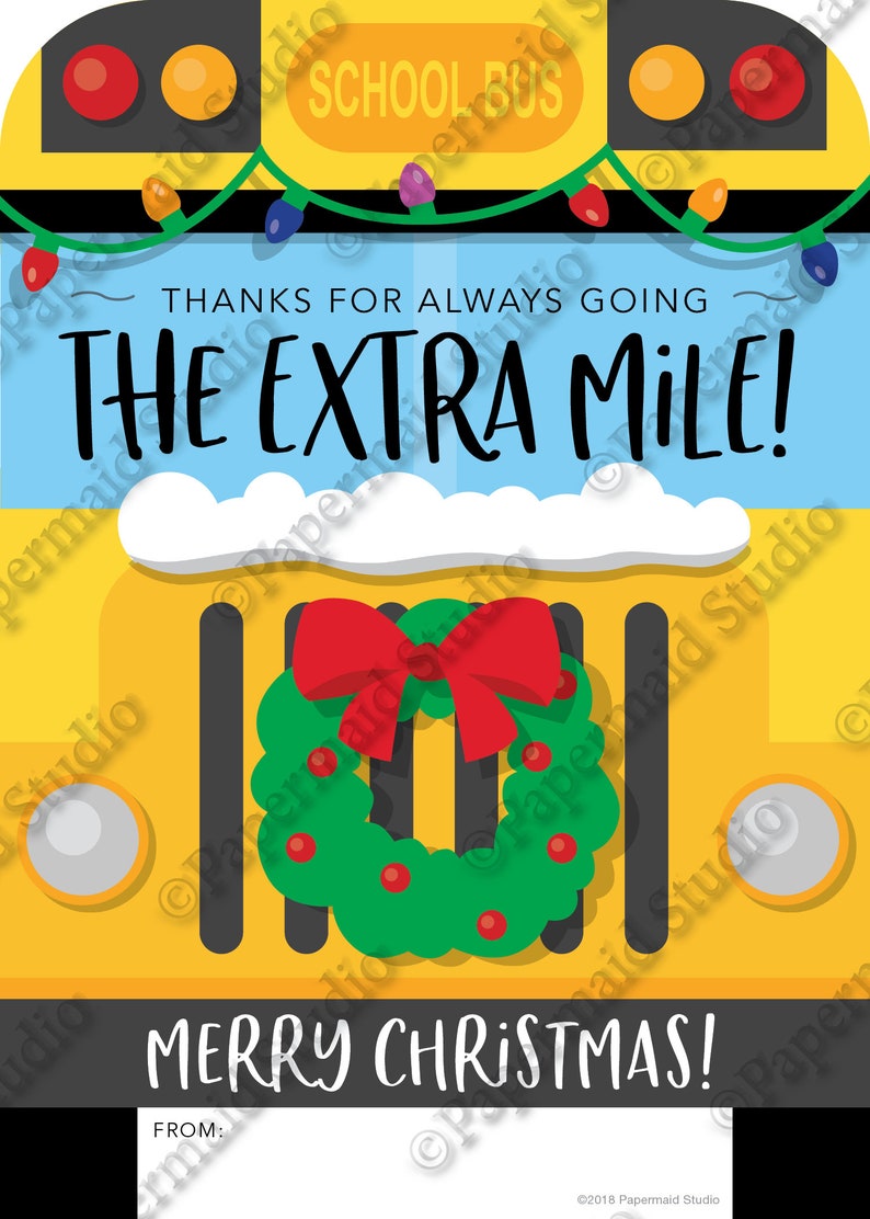 PRINTABLE Bus Driver Christmas Card Thank You Bus Driver | Etsy