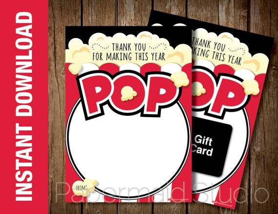 PRINTABLE Teacher Appreciation Week Popcorn Gift Card Holder | Etsy