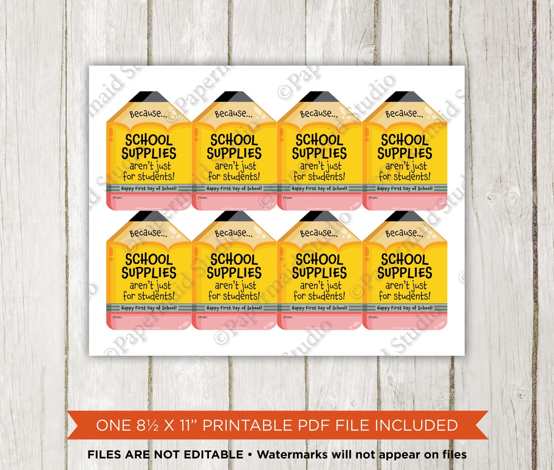 Back to School Tag Printable - First Day of School Pencil Gift Tag ...