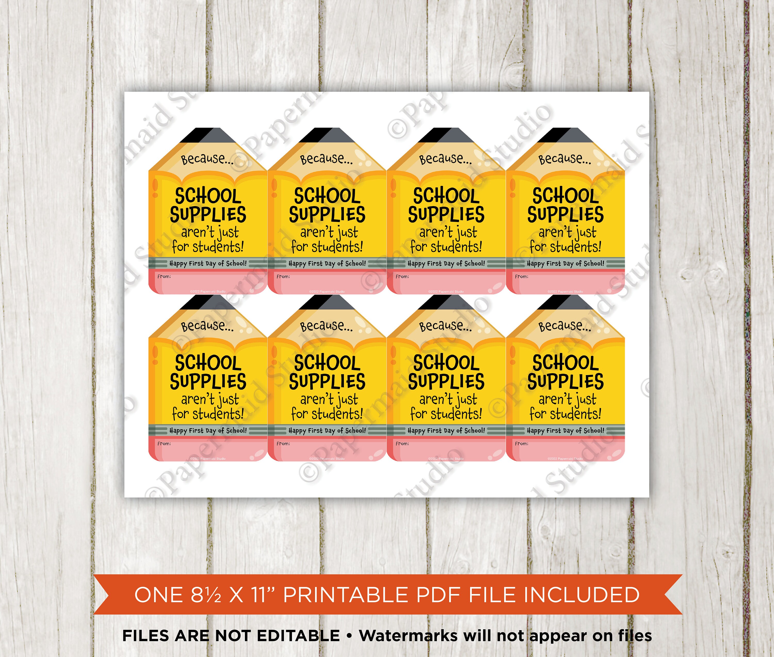 Back to School Tag Printable - First Day of School Pencil Gift Tag ...
