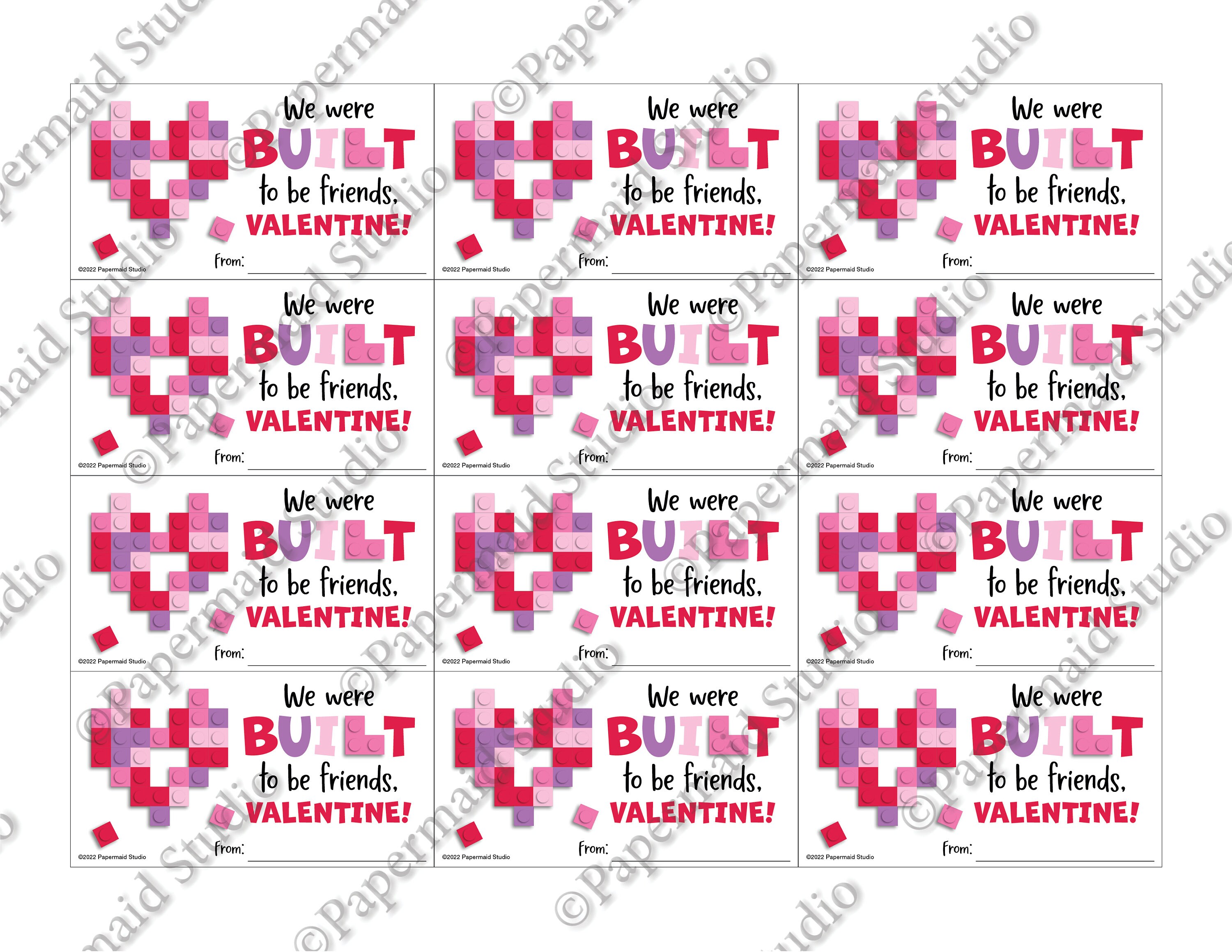 PRINTABLE Valentine Building Blocks Bag Topper | Etsy