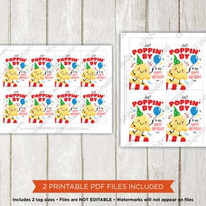 Popcorn Birthday Tag Printable Happy Birthday Popcorn Gift Tag Just ...