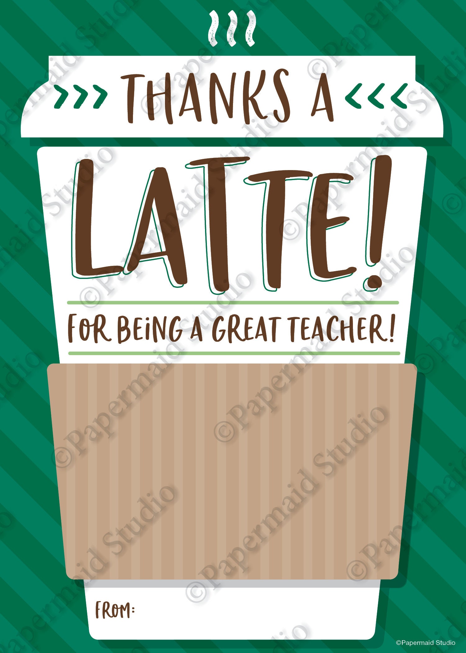 PRINTABLE Teacher Coffee Gift Card Holder - Thanks a Latte - Last Day ...