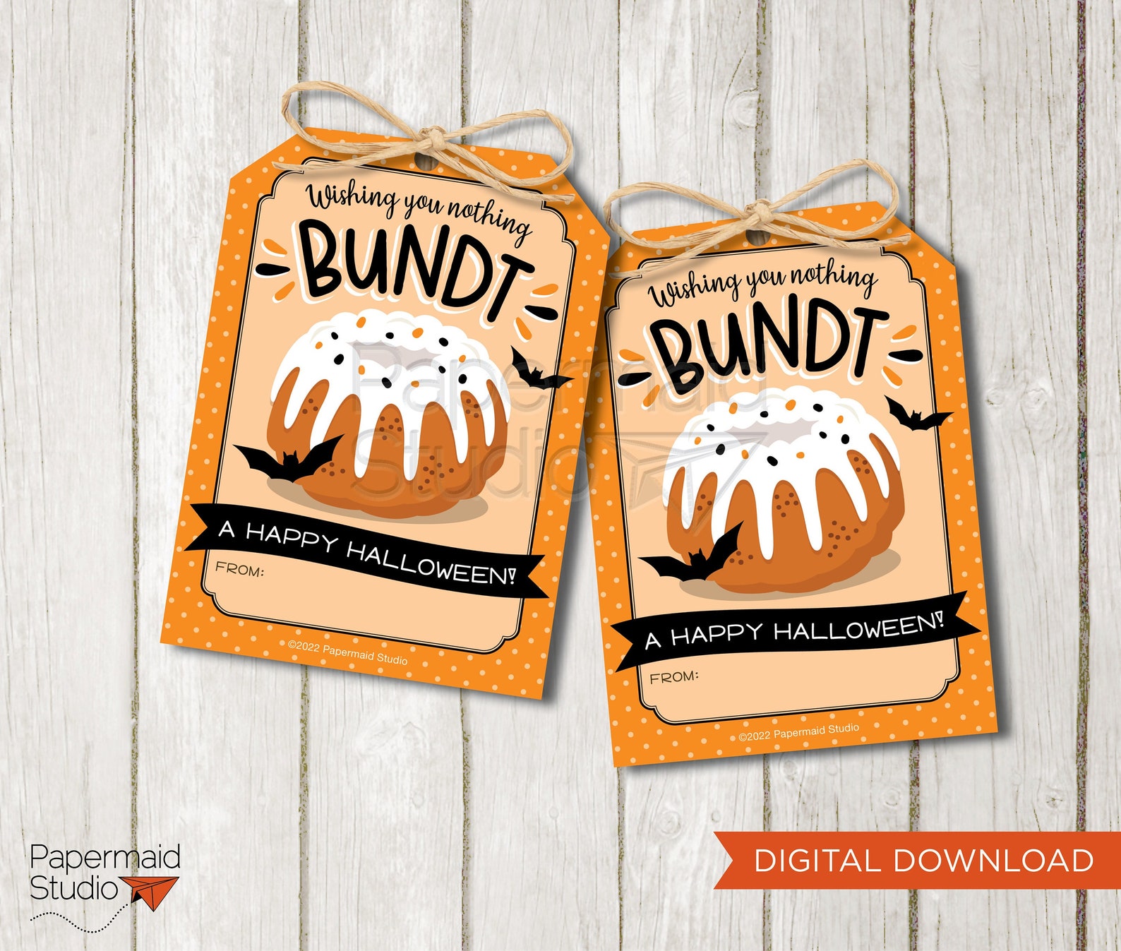 Halloween Bundt Cake Gift Tag Printable - Halloween Teacher Gift Bundt ...