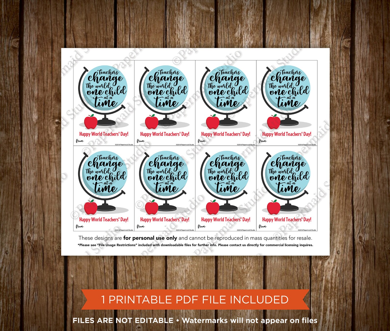 Teacher Thank You Gift Tag Printable World Teachers' Day - Etsy