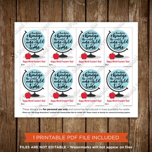 Teacher Thank You Gift Tag Printable - World Teachers' Day Gift Tag ...