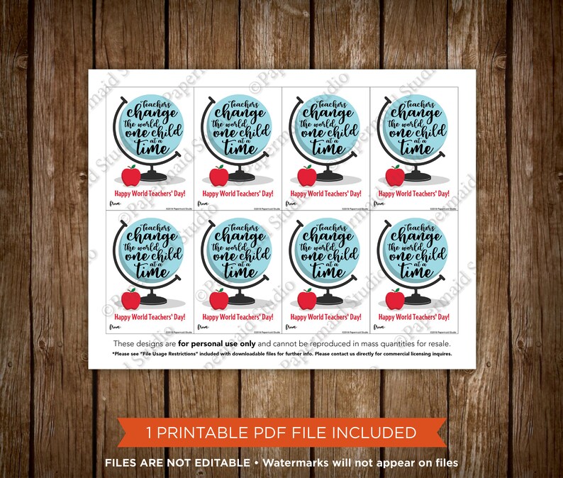 Teacher Thank You Gift Tag Printable World Teachers' Day - Etsy