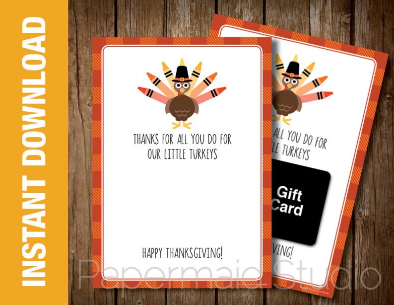 PRINTABLE Teacher Thanksgiving Gift Card Holder School - Etsy