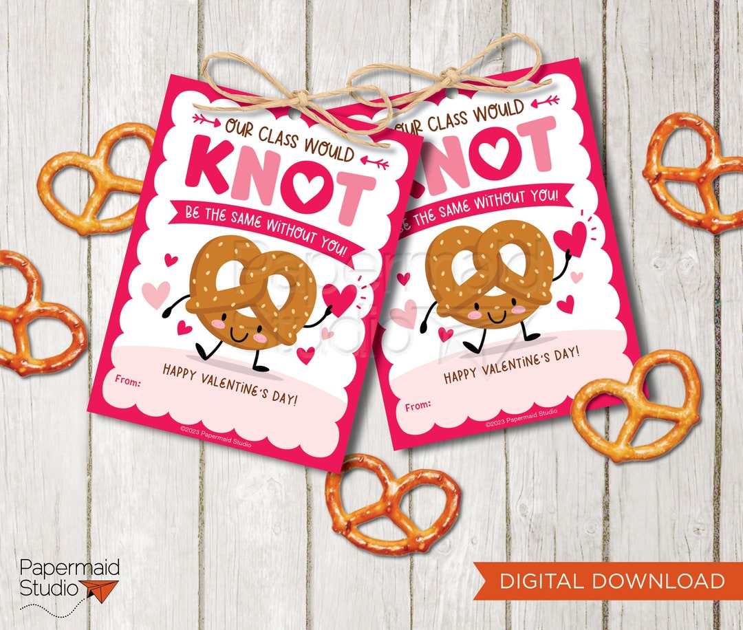 Valentine Pretzel Tags - Printable Pretzel Valentines Tag - Pretzels ...