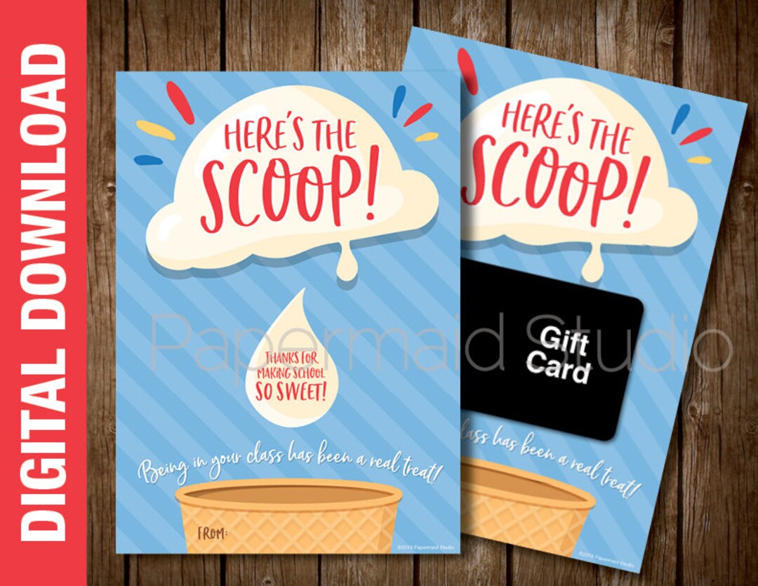 PRINTABLE Teacher Ice Cream Gift Card Holder - Teacher Appreciation ...
