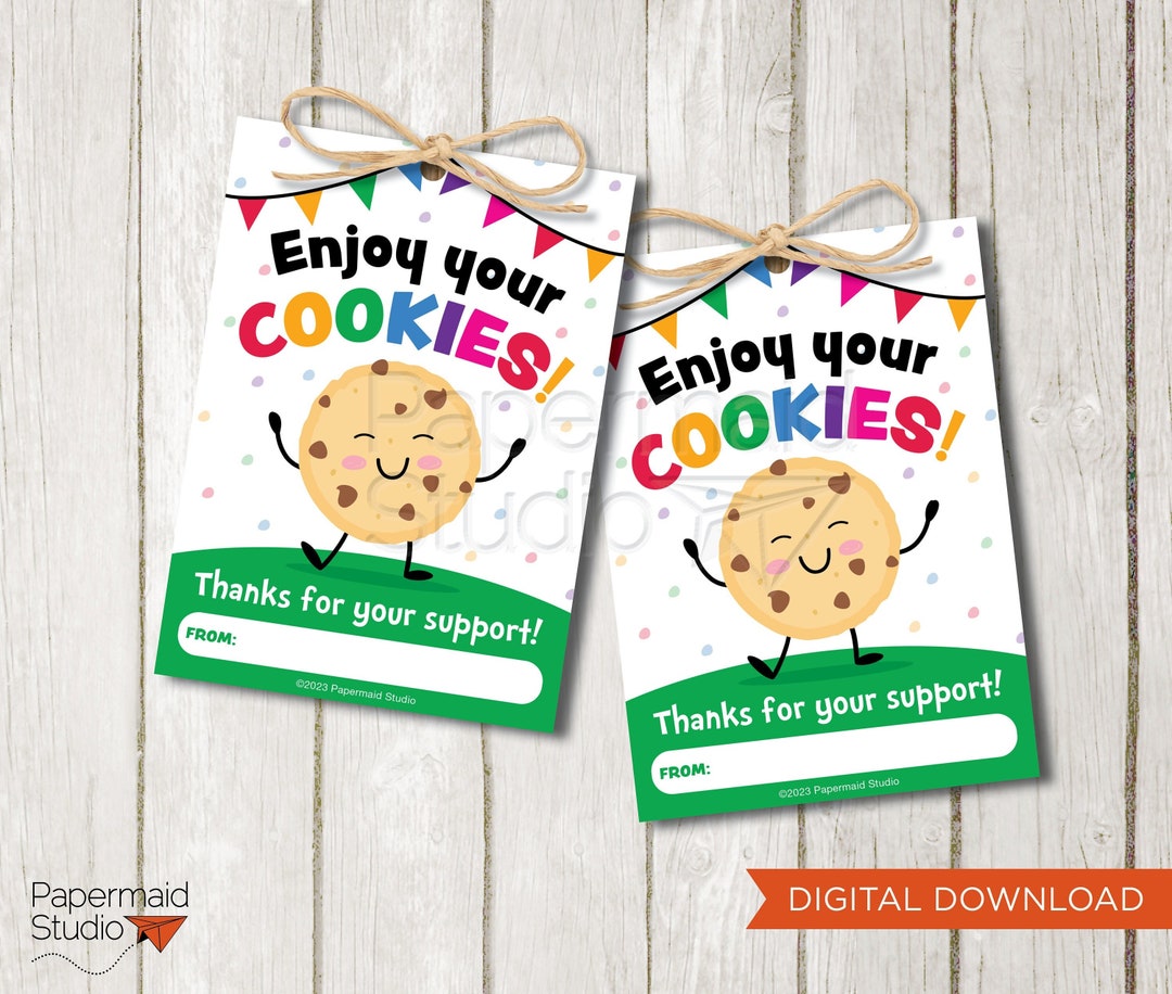 Cookie Thank You Tags Printable - Cookie Booth Thank You Note - Cookie ...