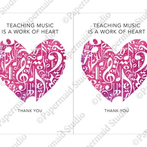 PRINTABLE Music Teacher Thank You Card -- Printable Music Teacher Gift ...