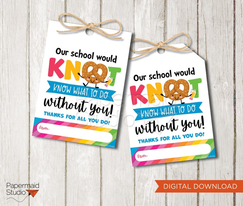 Teacher Appreciation Gift Pretzel Gift Tag Printable Staff - Etsy
