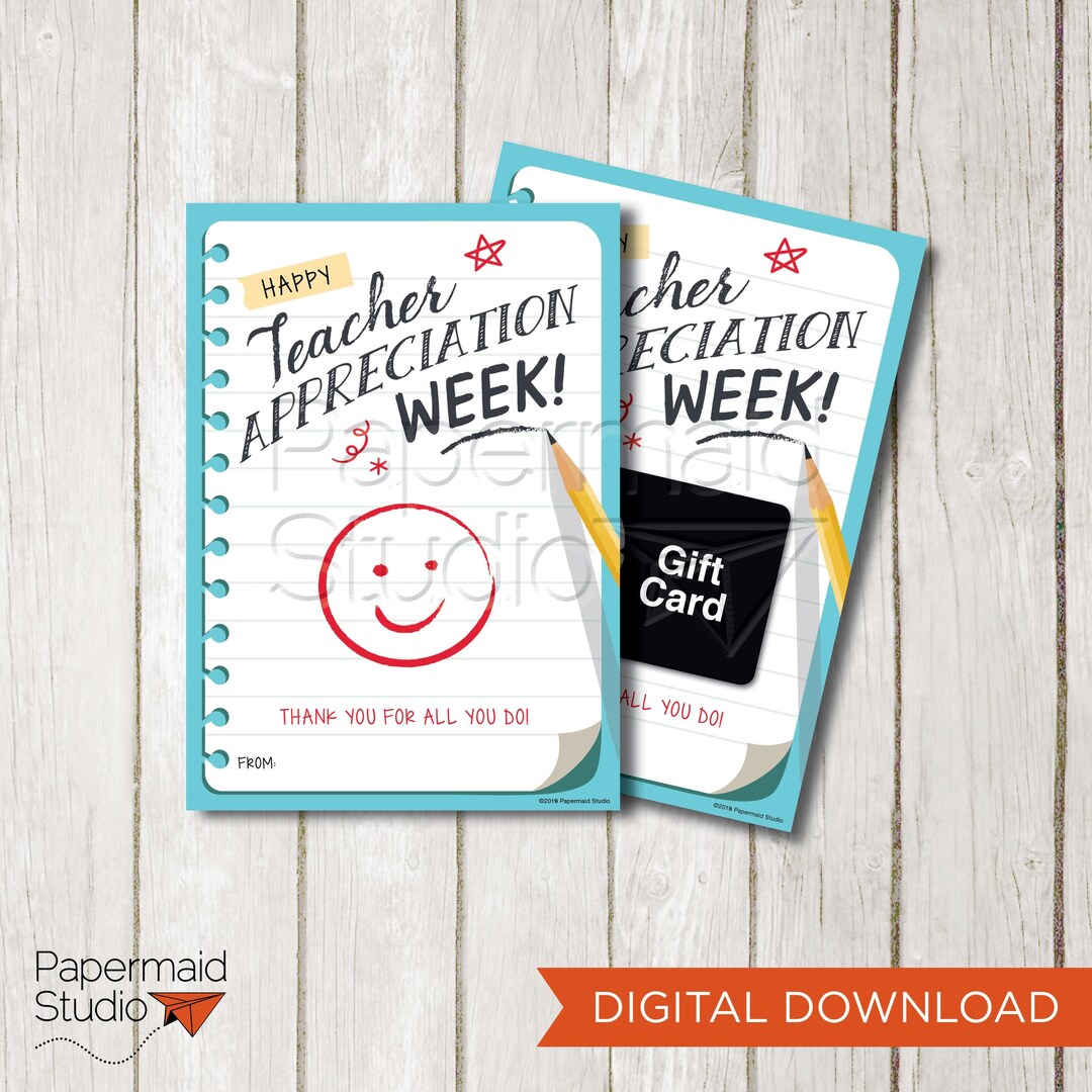 Teacher Appreciation Gift Card Holder Printable - Teacher Appreciation ...