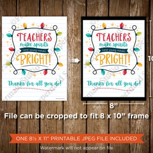 Teacher Christmas Sign Printable - Teacher Christmas Gift - Teacher ...