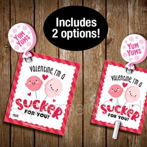 PRINTABLE Valentine's Day Lollipop Sucker Tag - Valentine I'm a Sucker ...