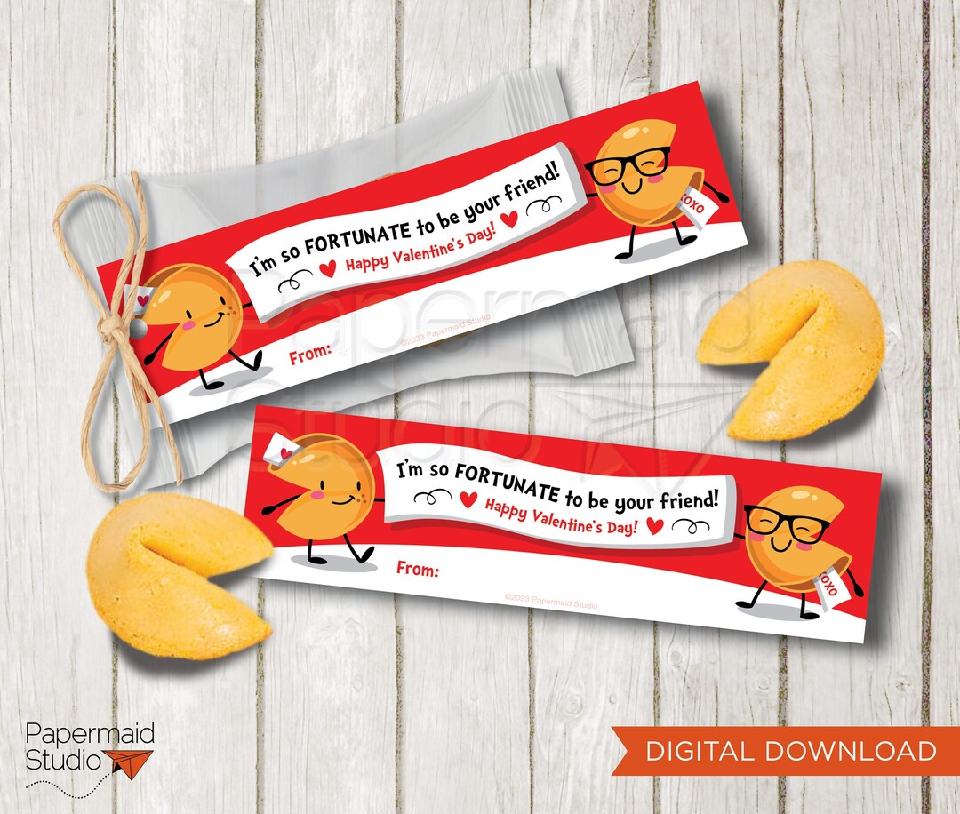 Valentine Fortune Cookie Tags Printable - Fortune Cookie Valentines ...