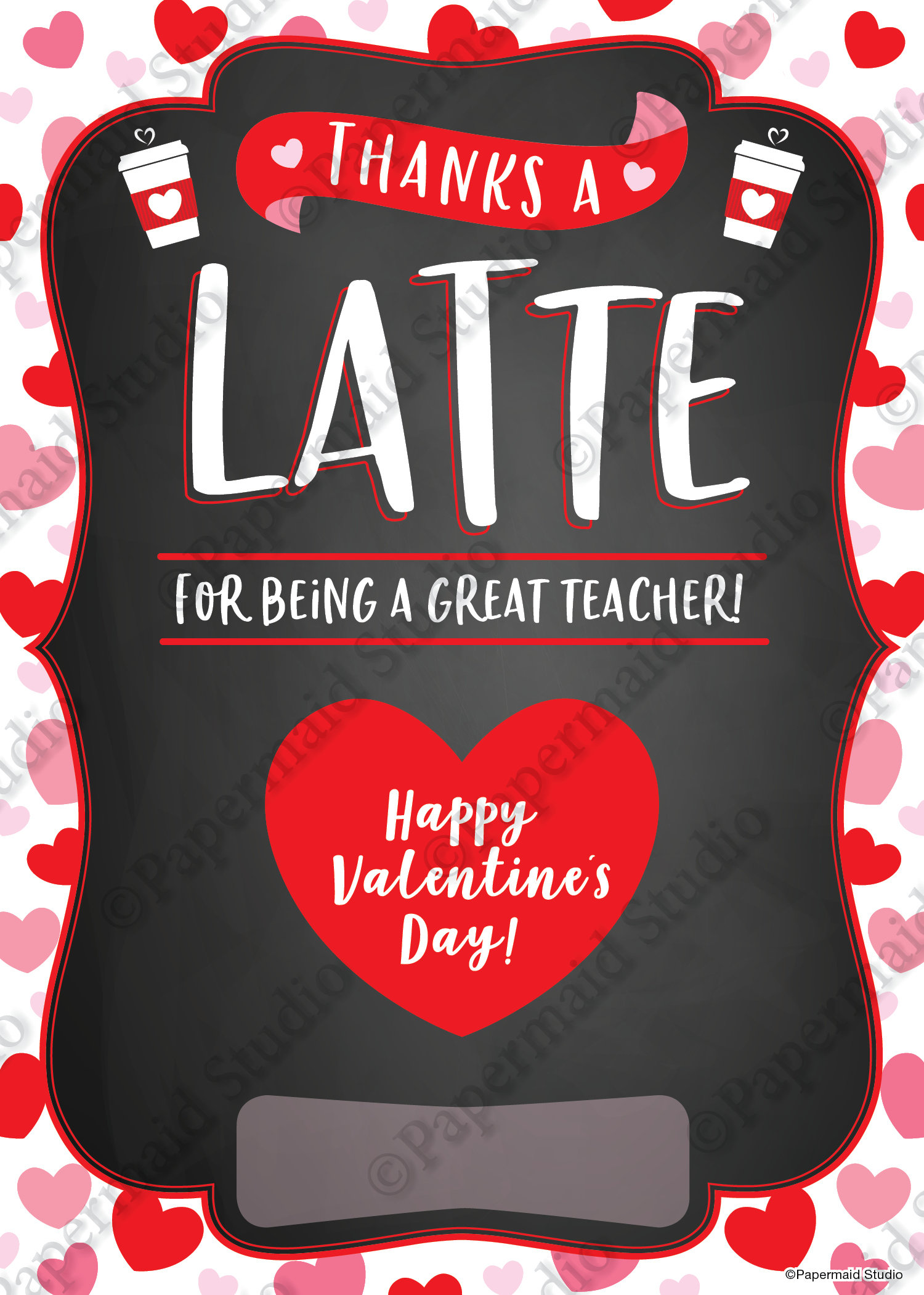 PRINTABLE Teacher Valentine's Day Coffee Gift Card Holder - Bus Driver ...