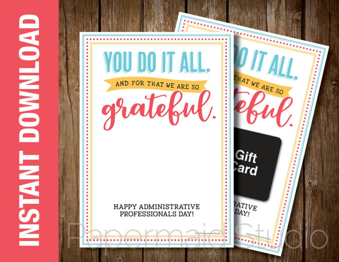 Administrative Professionals Day Card Printable - Employee Thank You ...