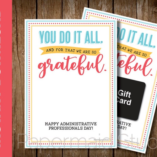 PRINTABLE Administrative Professionals Day Gift Card Holder - Etsy