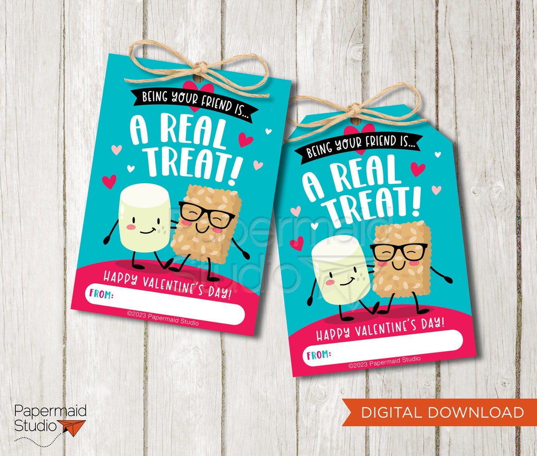Crispy Rice Treat Valentine Tags - Printable Rice Crispy Valentine Wrap ...