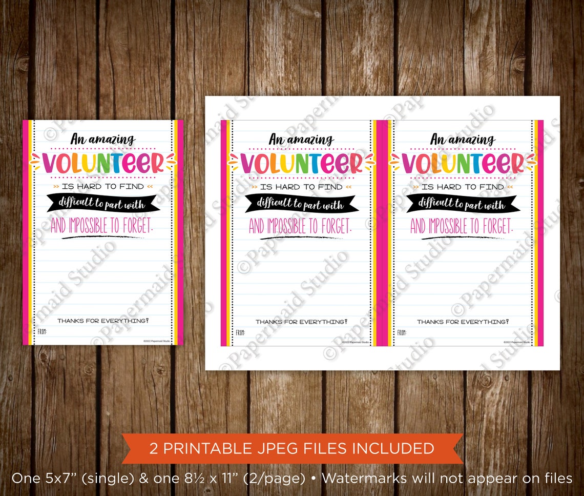 Volunteer Thank You Card Printable Gift Card Holder Class - Etsy