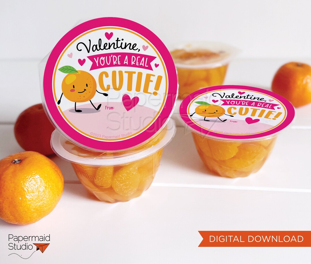 Valentine Orange Cup Tags - Printable Orange Valentine Labels ...